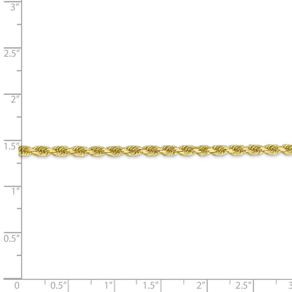 3.25mm, 10k Yellow Gold Diamond Cut Solid Rope Chain Anklet, 9 Inch | eBay