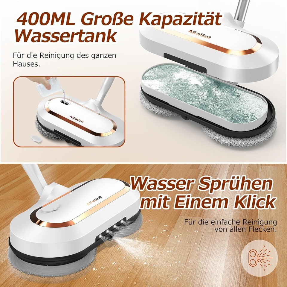 Kabellos Elektrischer Mopp, bodenreiniger Spin Mop, Elektrischer Mop ...