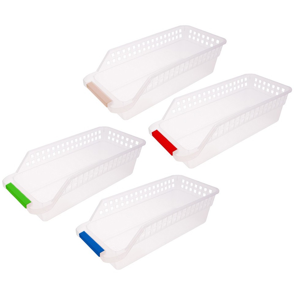 4 Pcs Plastic Bins Small Storage Container Colorful Drawer Kitchen ...