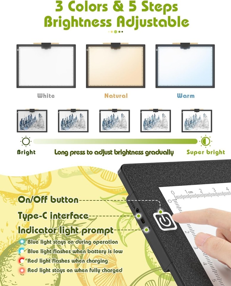 A3 LED Light Pad Rechargeable Ultra Thin Drawing Tracing Board | eBay