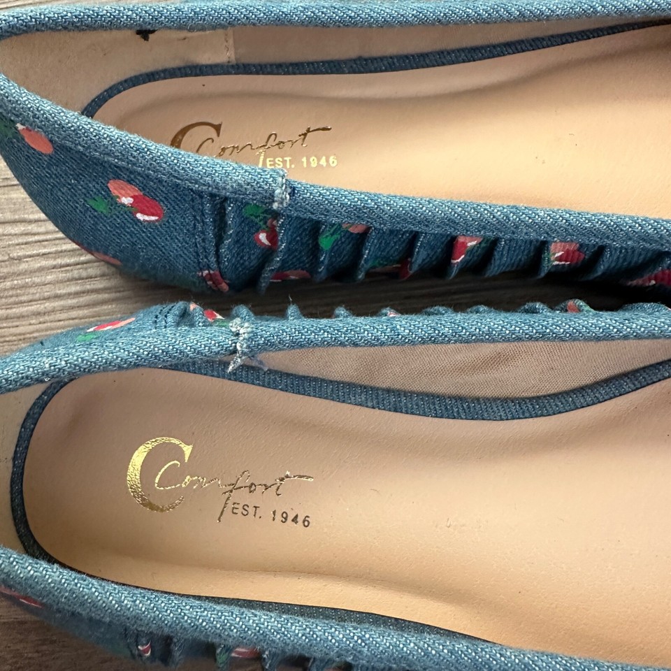 Cato Flats Shoes Womens Size 10 M Slip-on Floral Denim | eBay