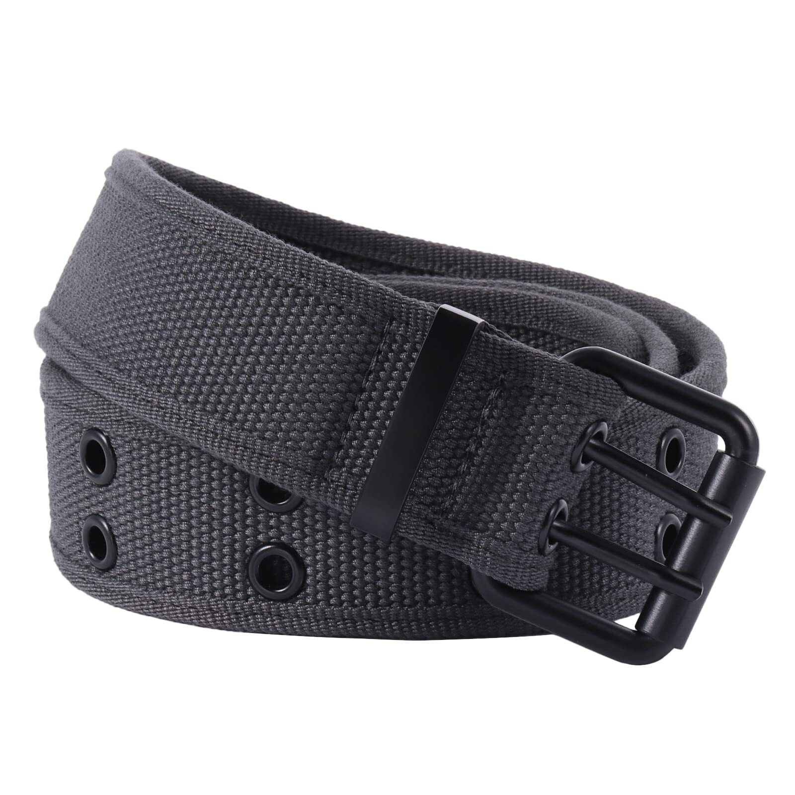 Canvas Web Belts for Men,Solid Color Casual Double Hole Grommet Belt | eBay