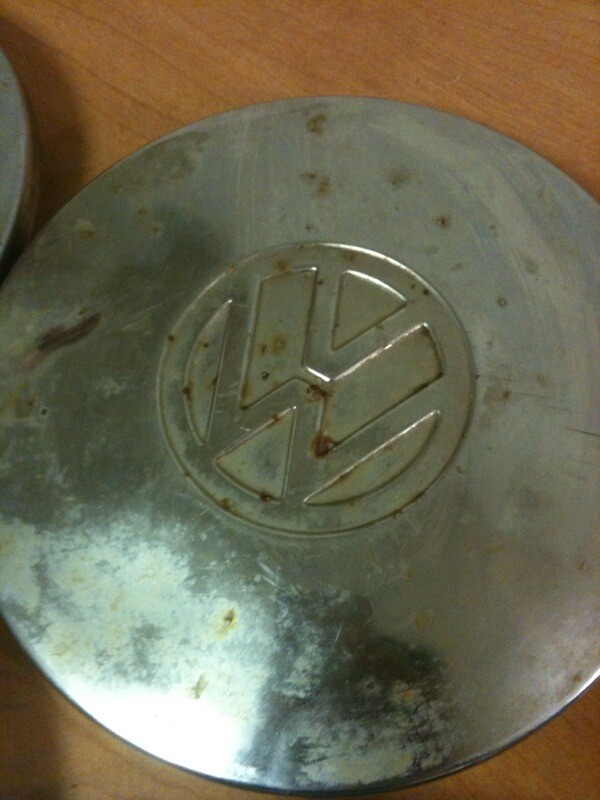 VW bug beetle hubcaps (four) chrome logo OEM original | eBay