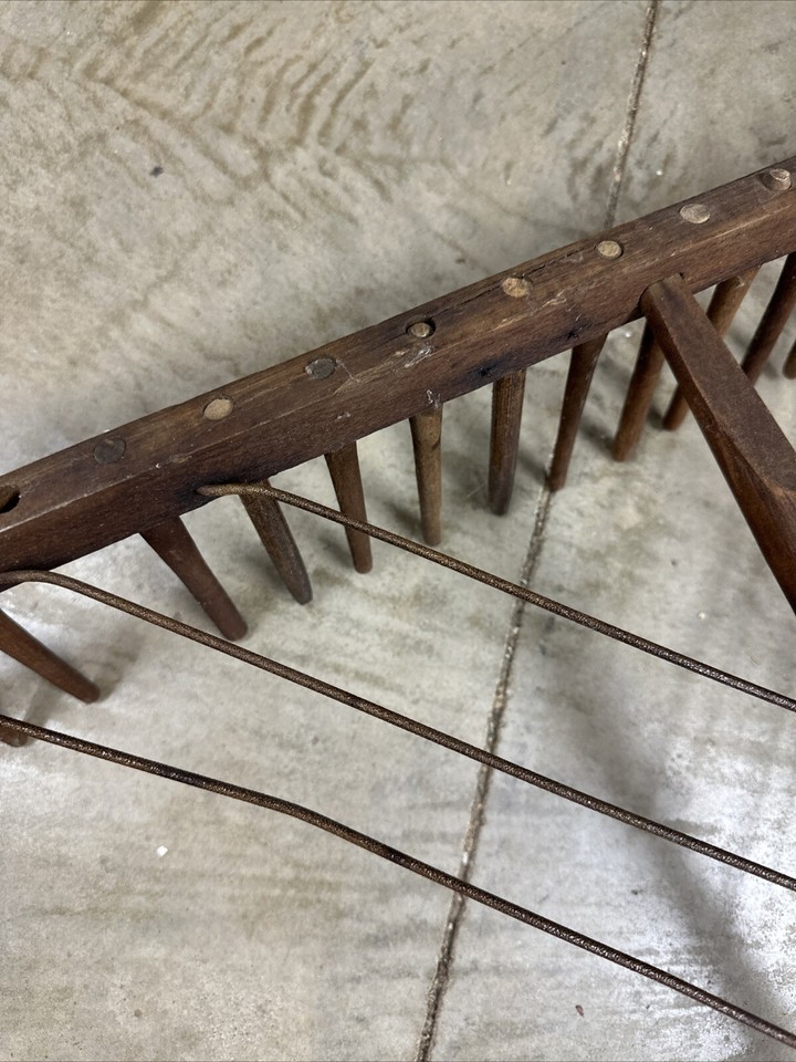 Antique Wooden Hand Hay Rake- Early 20th Century - 72” Handle - 27 ...