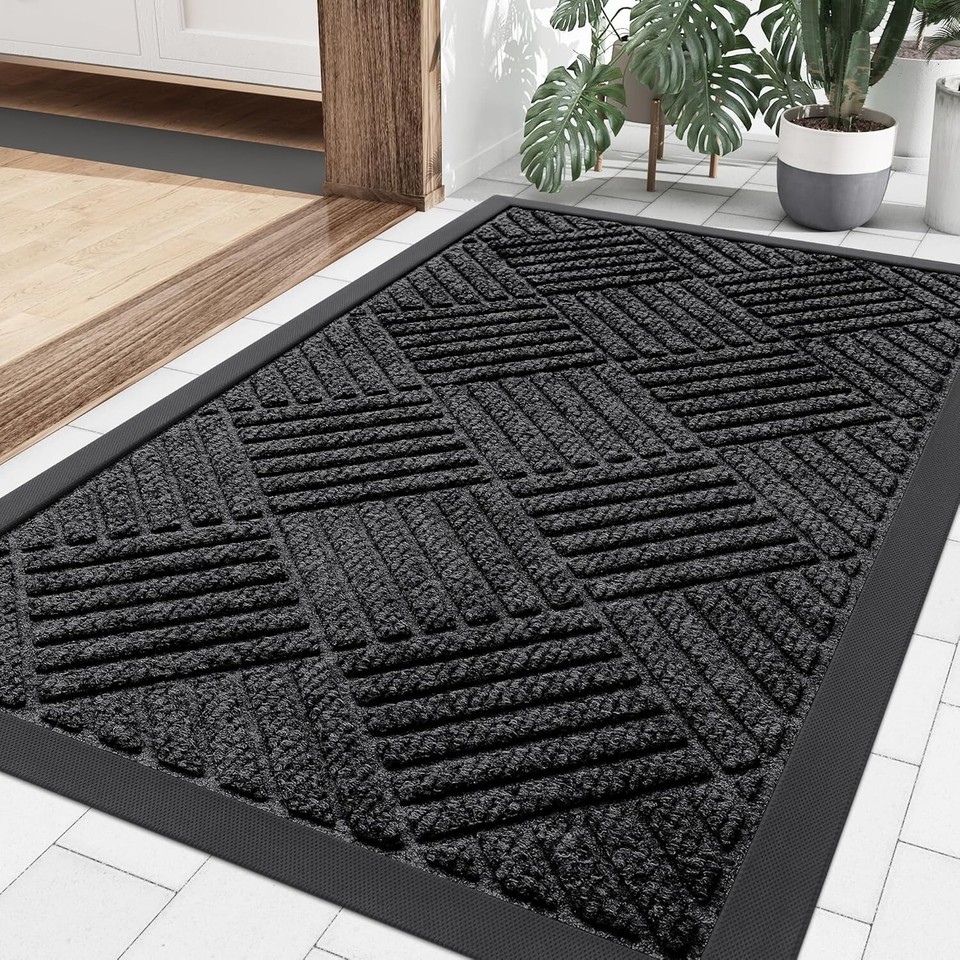 Entrance Mat Indoor Outdoor Heavy Duty Commercial Front Door Mats Black ...
