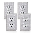 4 Pcs Outlet Covers Shiny Silver Rhinestones Wall Plate 1 Gang Toggle ...