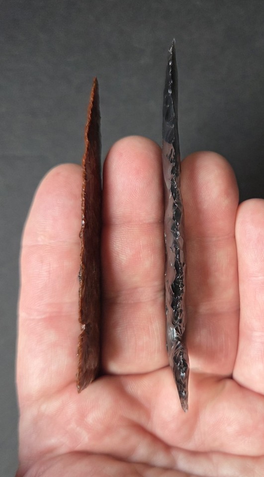 Lot Of 2 Modern Made Obsidian Flint Knapped Arrowheads | eBay