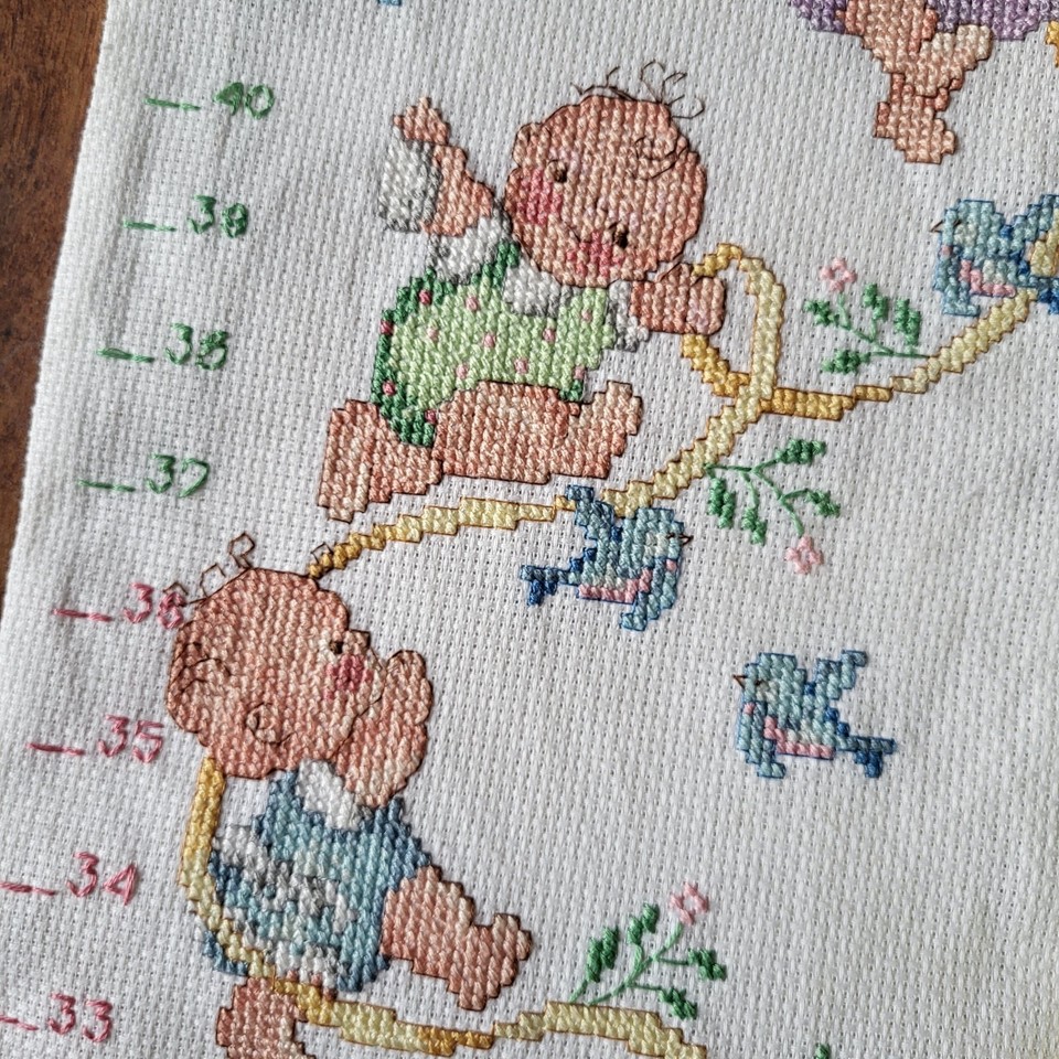Cross stitch childrens growth measuring chart, hanging banner | eBay UK