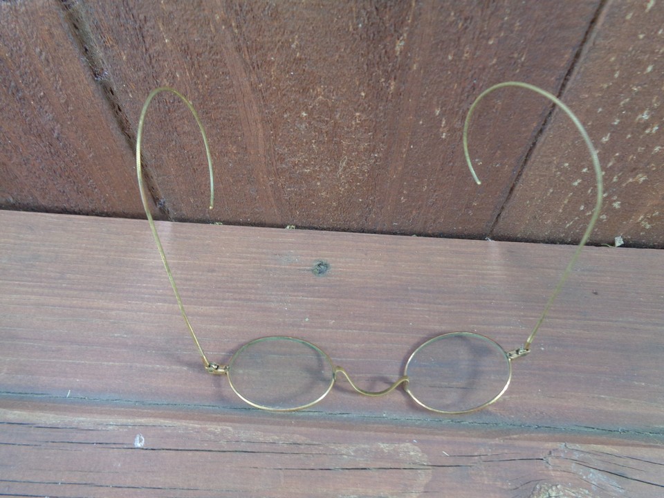 OLD ANTIQUE GOLD WIRE FRAME EYE GLASSES 2 Pr. Metal Unknown | eBay