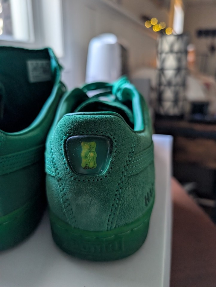 PUMA Suede x HARIBO FL Green Men's Sneakers US 12 Gold Gummy Bear Logo ...