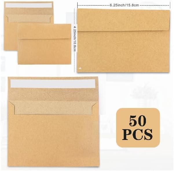 50 Pack Kraft Envelopes 4 X 6 Inch Brown Envelopes,A4 Envelopes, Card ...