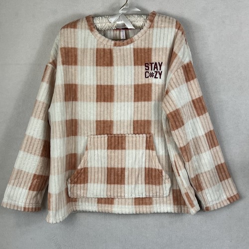 Joyspun Pajama Set Sweater & Joggers XL Stay Cozy Gingham Brown Fall | eBay