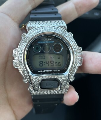 Men Casio G Shock 14 Diamonds Black Face Watch 6900 silver case | eBay