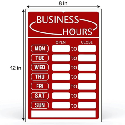 Hours Sign Printable Custom Opening Hours Signs | Durable Materials