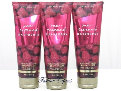 BATH & BODY WORKS SUN-RIPENED RASPBERRY BODY CREAM 8 OZ (LOT OF 3 PCS ...
