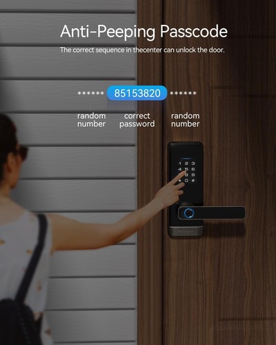 TMEZON Smart Door Lock Wi-Fi Fingerprint Keyless Door Lock with Handle ...