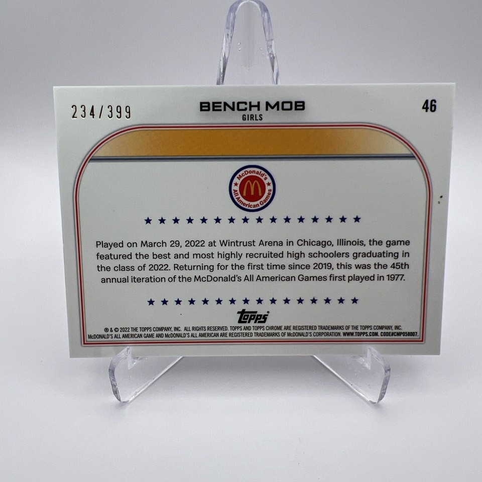 2022 Topps Chrome McDonald's All-American #46 Bench Mob Girls ...