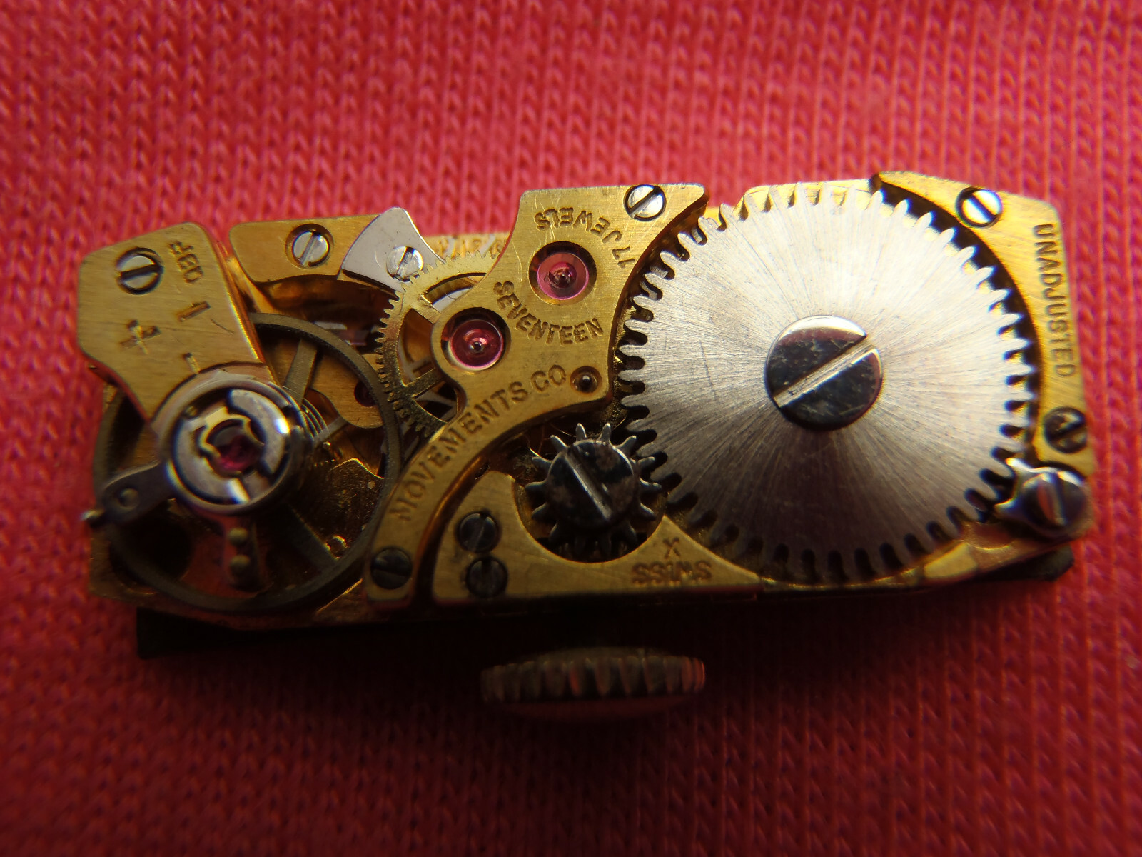 Movements Co Swiss Watch Movement 17 Jewel W/ Dial & Crown Good Balance ...