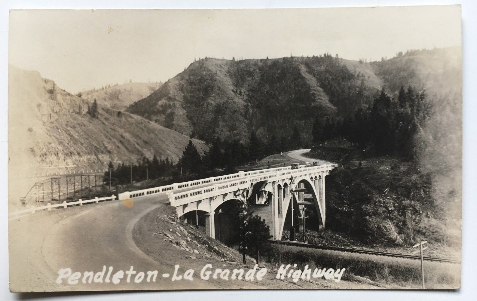 1935 OR RPPC Real Photo Postcard Pendleton-La Grande Highway Oregon ...