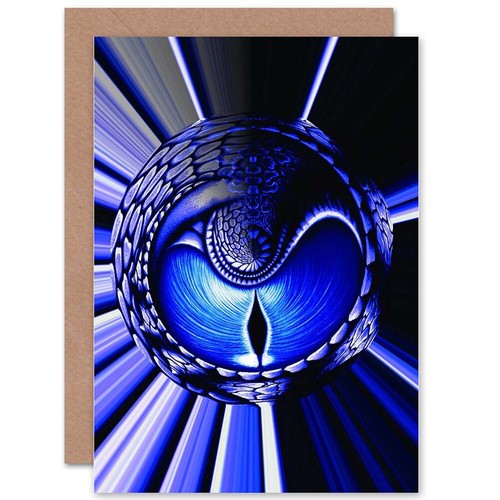Painting Digital Abstract Evry Dragon Eye Blue Blank Greeting Card With ...