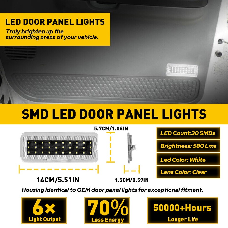 Clear LED Door Panel white Lights Courtesy Lamps For Fit Fords F-250 F ...