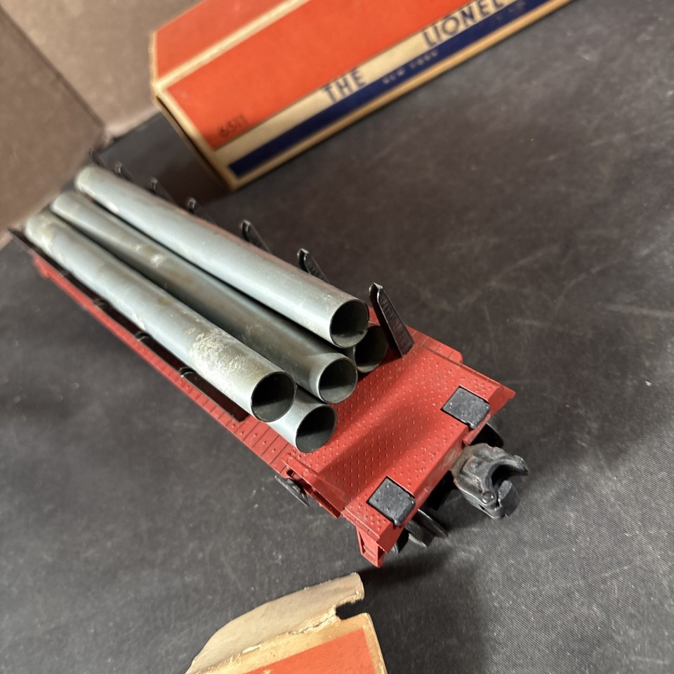 LIONEL TRAINS PIPE CAR POST WAR VINTAGE 6511 BOXES O GAUGE MODEL TRAIN ...
