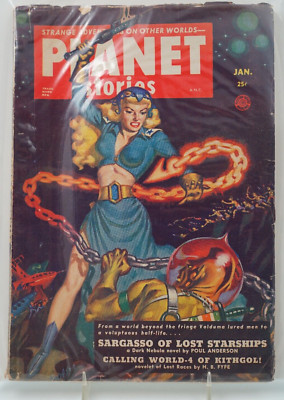 Vintage PLANET STORIES magazine, SCI-FI "CALLING WORLD-4" Pulp Art 1952 ...