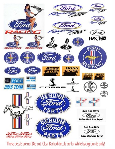 1:18 FORD LARGE DECALS FOR DIECAST & MODEL CARS DISPLAYS OR DIORAMAS ...