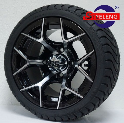 GOLF CART 12" RALLY WHEELS and 215/35-12 DOT LOW PROFILE TIRES (SET OF ...
