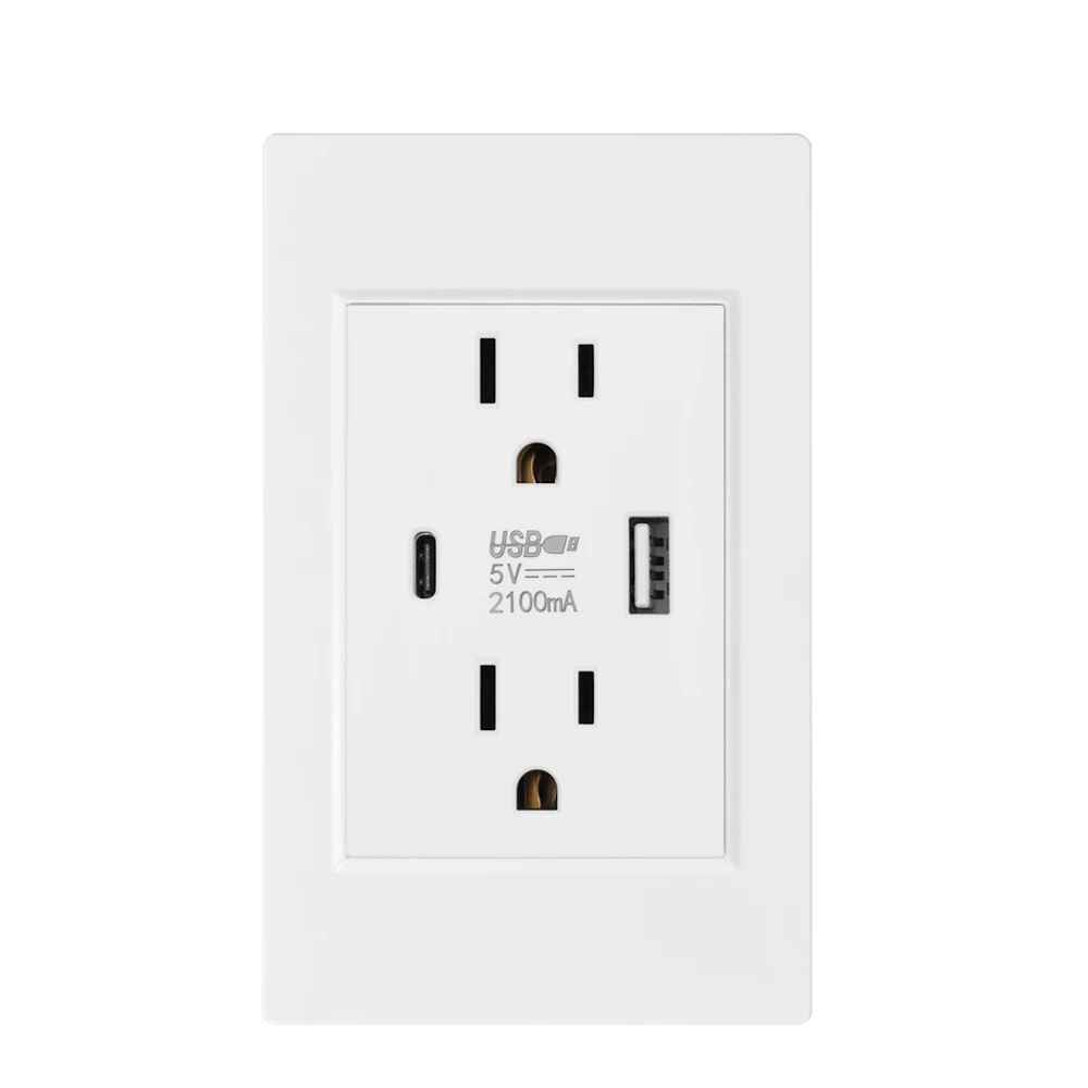 Dual Wall Outlet with USB Ports Charger AC Power Receptacle Plate Panel ...