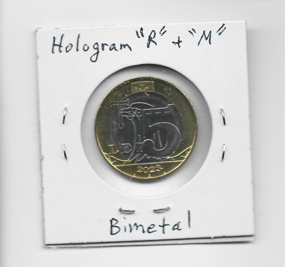 Moldova 5 Lei 2023 K155 Bimetal. Combined with 3 other coins shows a ...