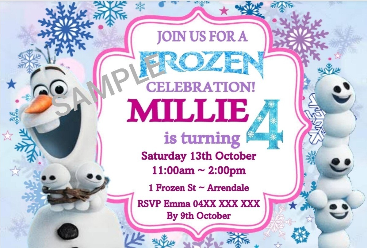 DISNEY FROZEN OLAF DIGITAL PRINTABLE BIRTHDAY PARTY INVITATION | eBay