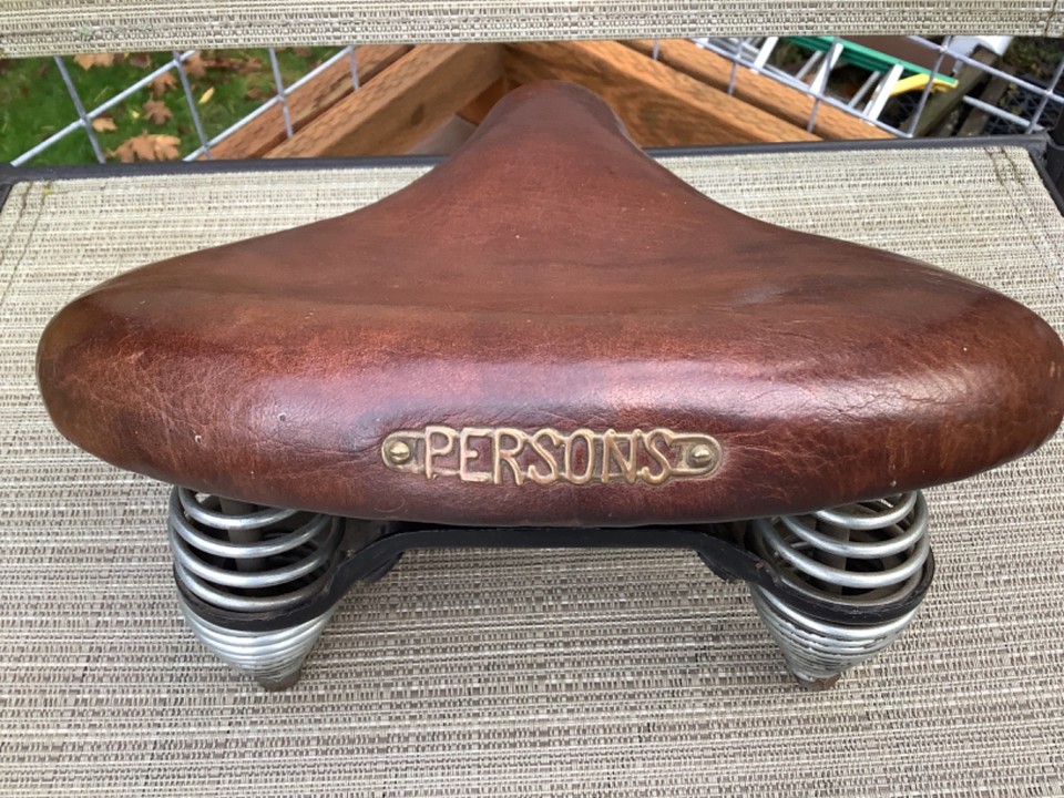 VINTAGE PERSONS WIDE BROWN LEATHER MEN'S BIKE SPRINGER SEAT KLUNKER Schwinn | eBay