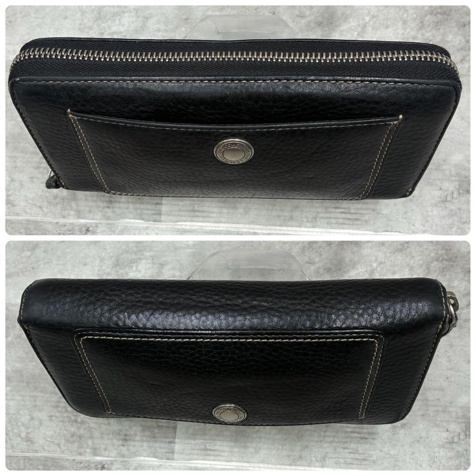 COACH Round Zip Long Wallet Black Leather Unisex Excellent Condition ...