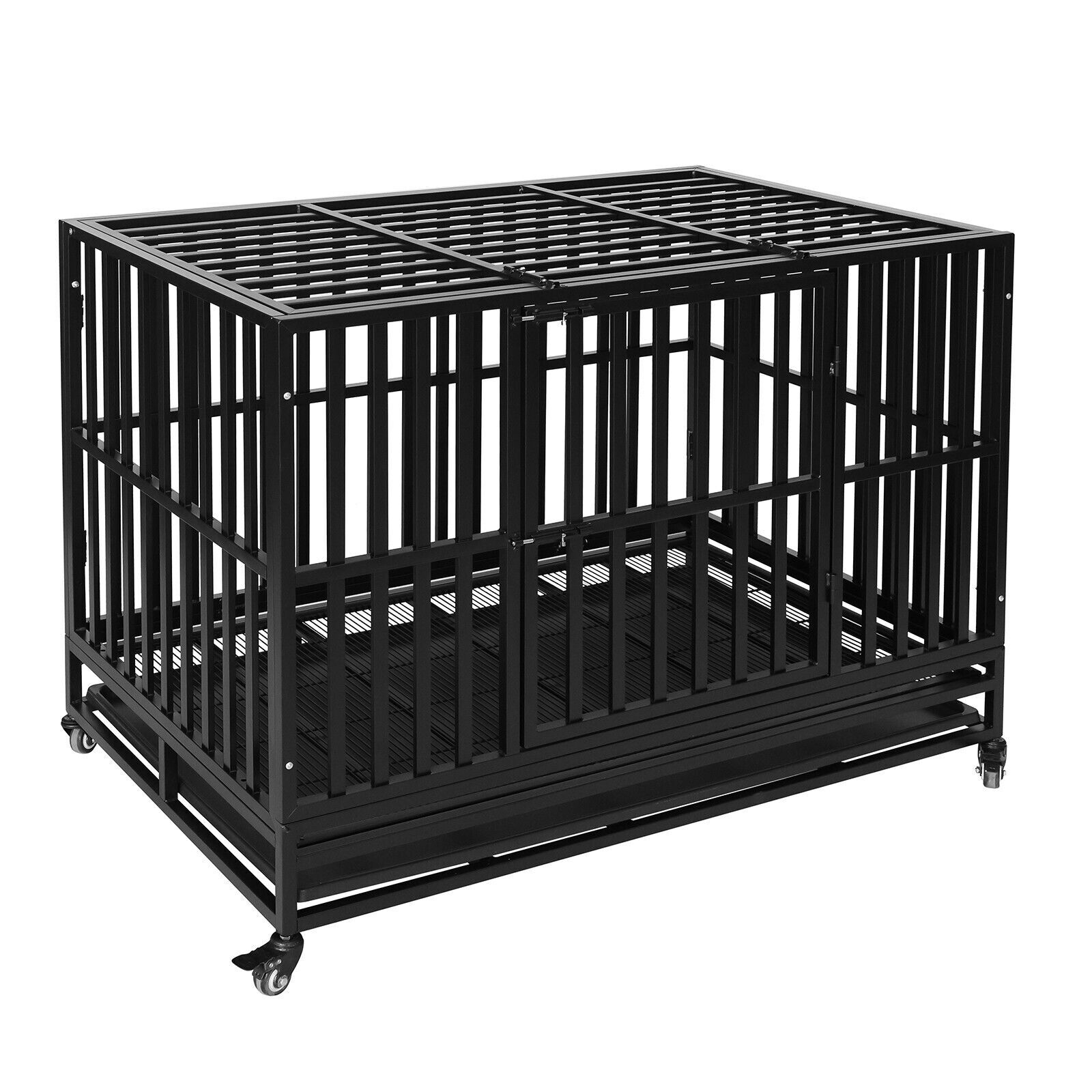 Walcut 47" Heavy Duty Dog Cage Square Tube Large Pet Cage Kennel ...