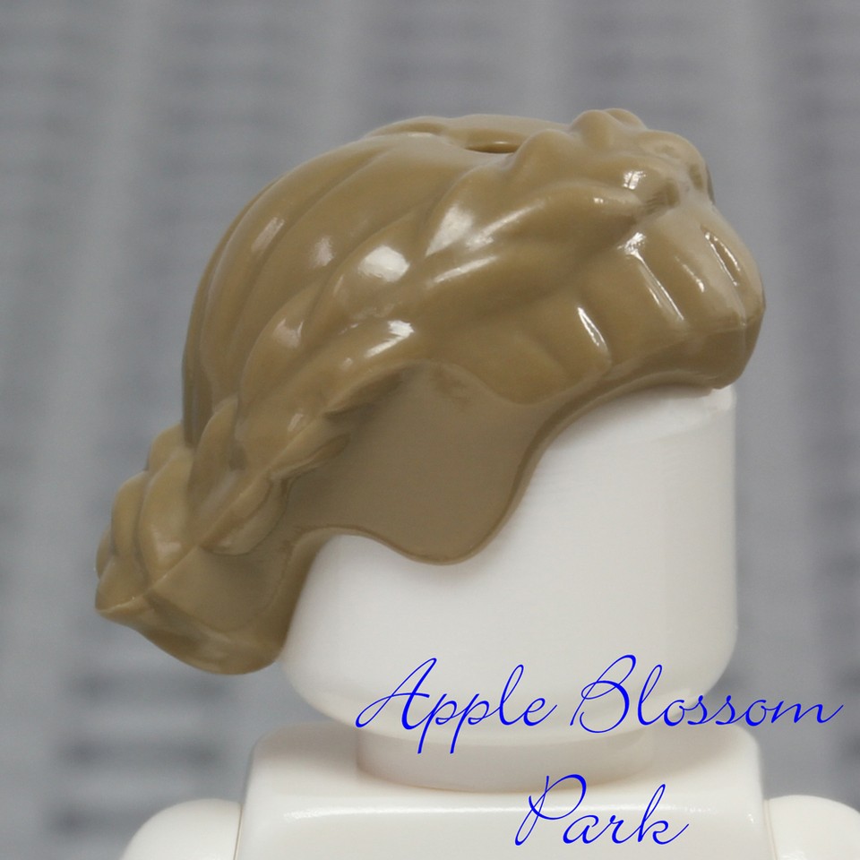 NEW Lego Female Dark TAN MINIFIG HAIR - Short Bride Braid Bun Grandma ...