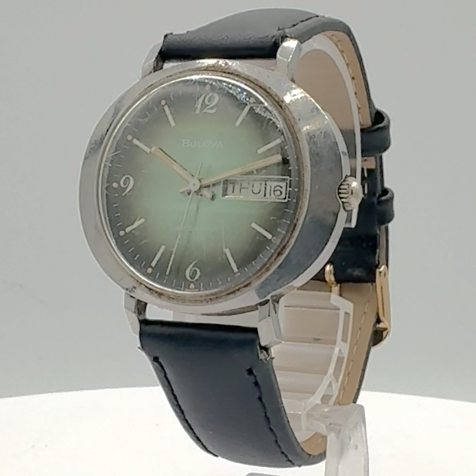 Vintage 38mm 1973 Bulova President E Green Men's Automatic Wristwatch ...