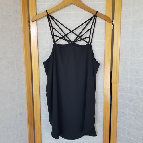 Express Barcelona Cami Tank Top Size Medium Spider Web Silky Black Y2K ...