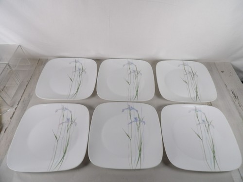 Set Of 6 Corelle Shadow Iris Square 10 1/2" Dinner Plates USA | eBay
