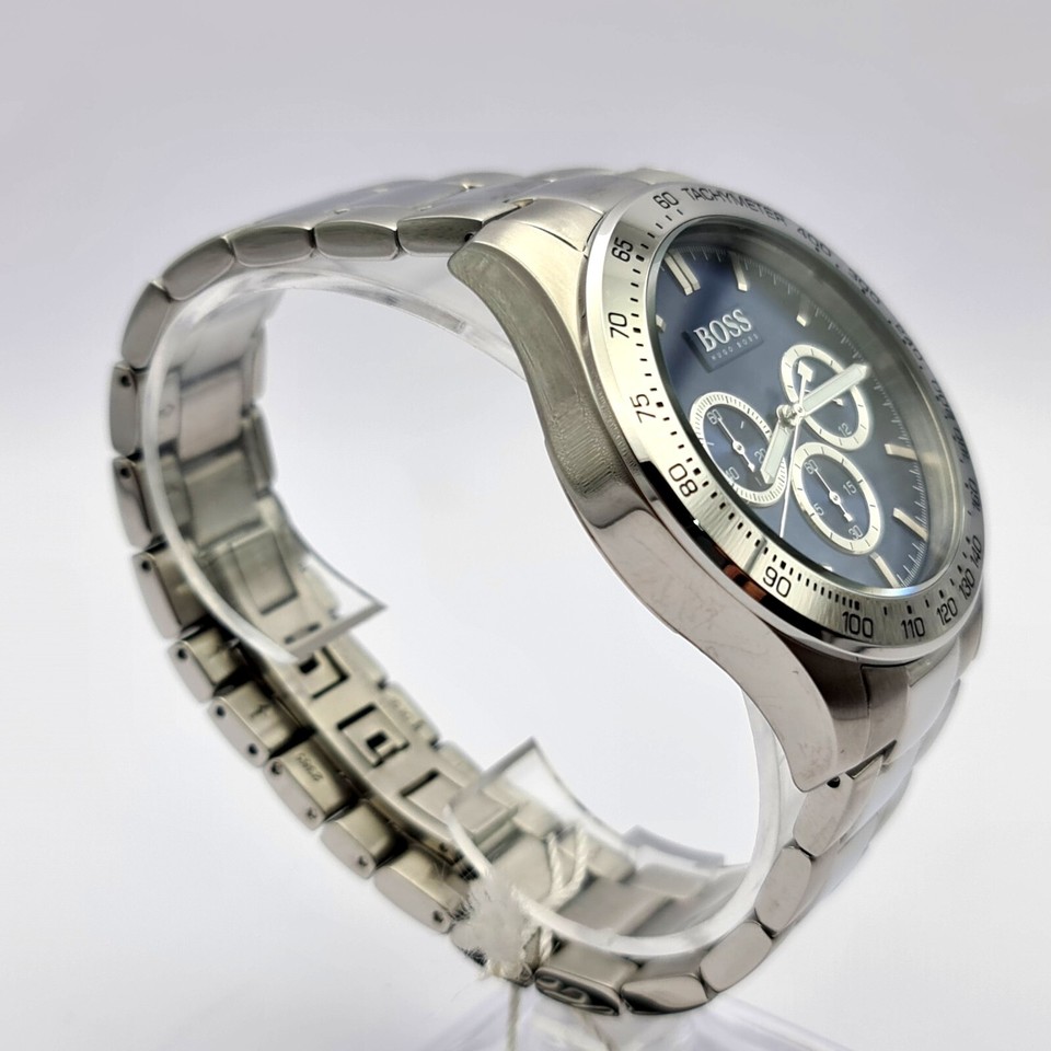 NEW GENUINE HUGO BOSS IKON 1512963 STAINLESS STEEL BLUE & SILVER TONE ...