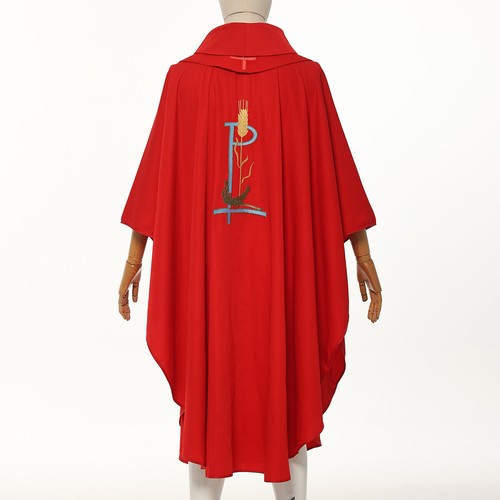 Catholic Red Chasuble with Bird Wheat Embroidered Priest outer Vestment ...