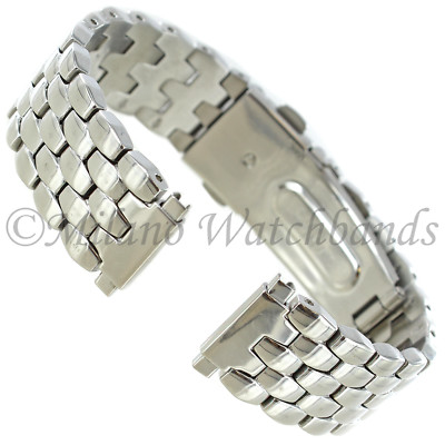 12-16mm Speidel Solid Stainless Steel Silver Push Open Clasp Watch Band ...