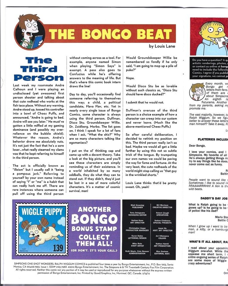 Ralph Wiggum Comics #1 "I’m a Comic Book!" 💥SIGNED Andrew Pepoy!!💥 2012 ...