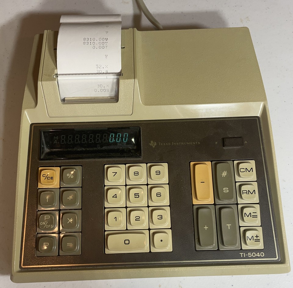 Vintage Texas Instruments TI-5040 Thermal Printing Calculator w/ Manual ...