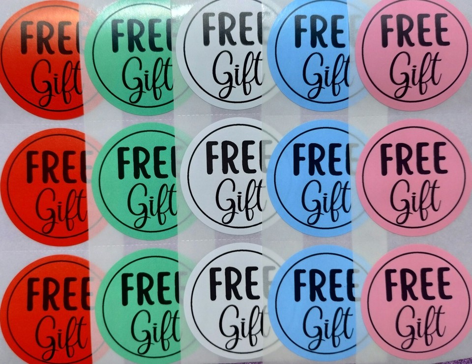 40 FREE GIFT STICKERS 2" LABELS SEALS THANK YOU SCRATCH RESISTANT Small ...