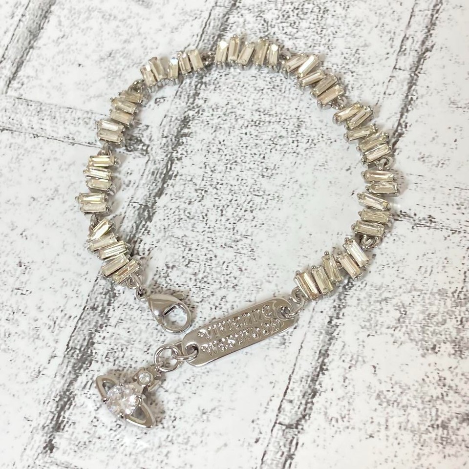 Vivienne Westwood Rhinestone Orb Chain Bracelet Silver Women From Japan ...