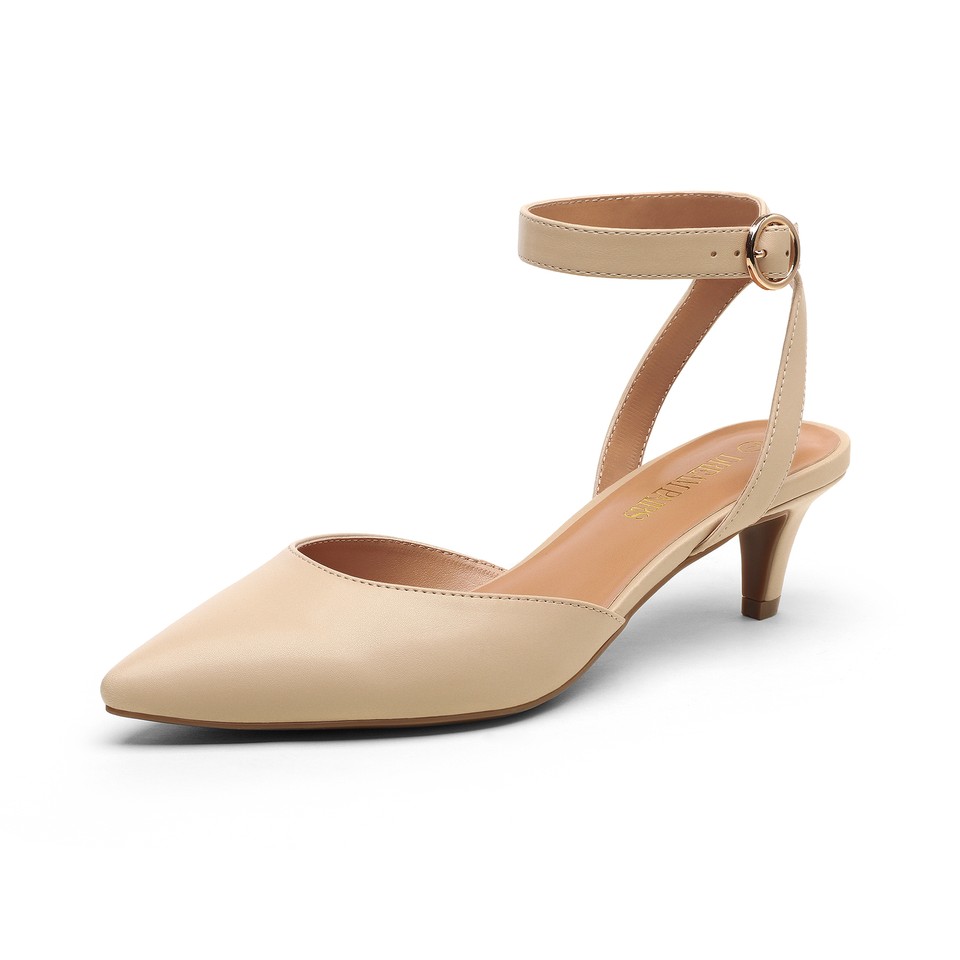 DREAM PAIRS Women Low Kitten Heel Pointed Toe Wedding Party Dress Pump ...