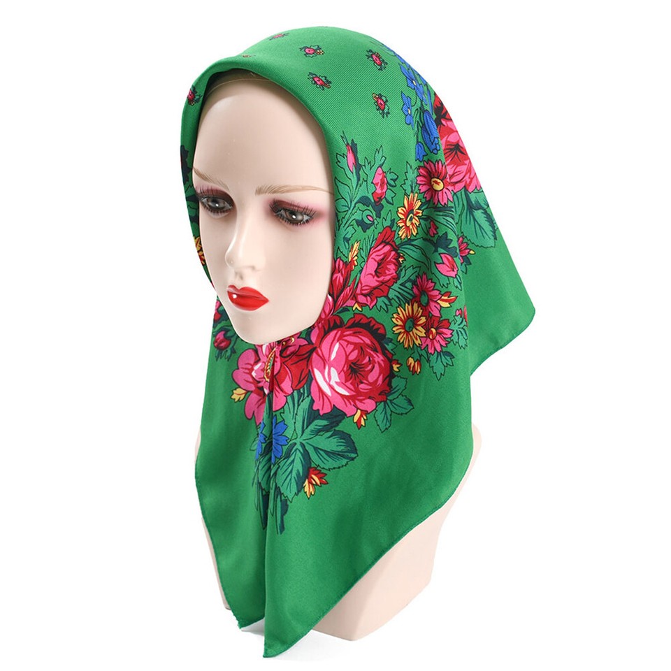 Ethnic Russian Scarf Floral Square Handkerchief Hijab Headscarf Ukraine ...