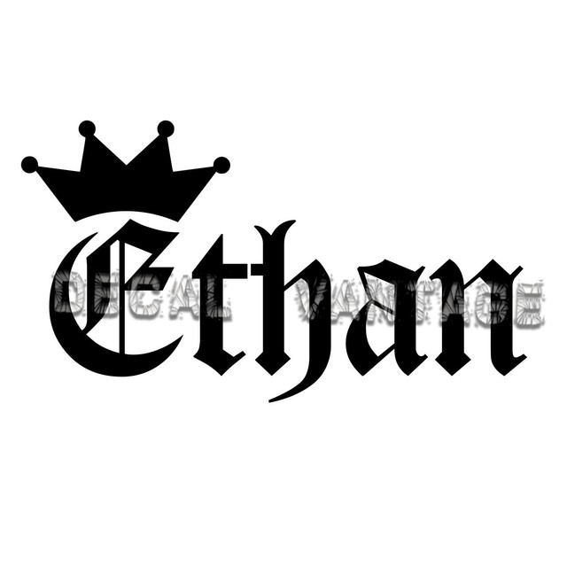 Ethan Vinyl Sticker Decal Crown Name Old English - Choose Size & Color ...