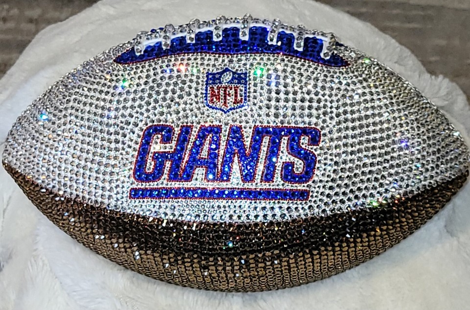 New York Giants OFFICIAL SIZE SWAROVSKI CRYSTAL FOOTBALL,NFL bling ...